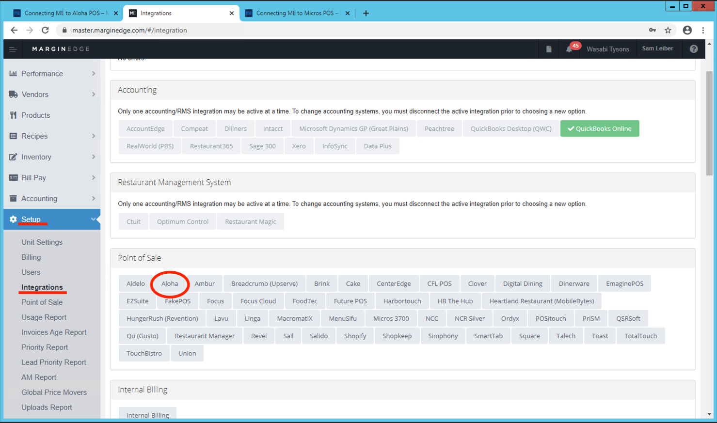 Connecting ME to Aloha POS – MarginEdge